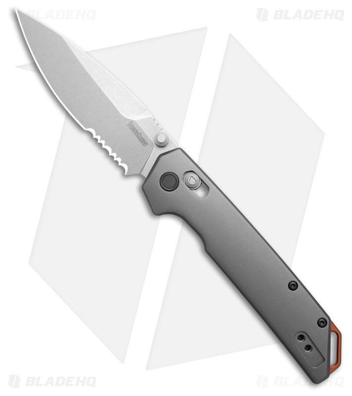 Kershaw Iridium DuraLock Knife Gray Aluminum (3.5" Stonewash Serr D2 ...