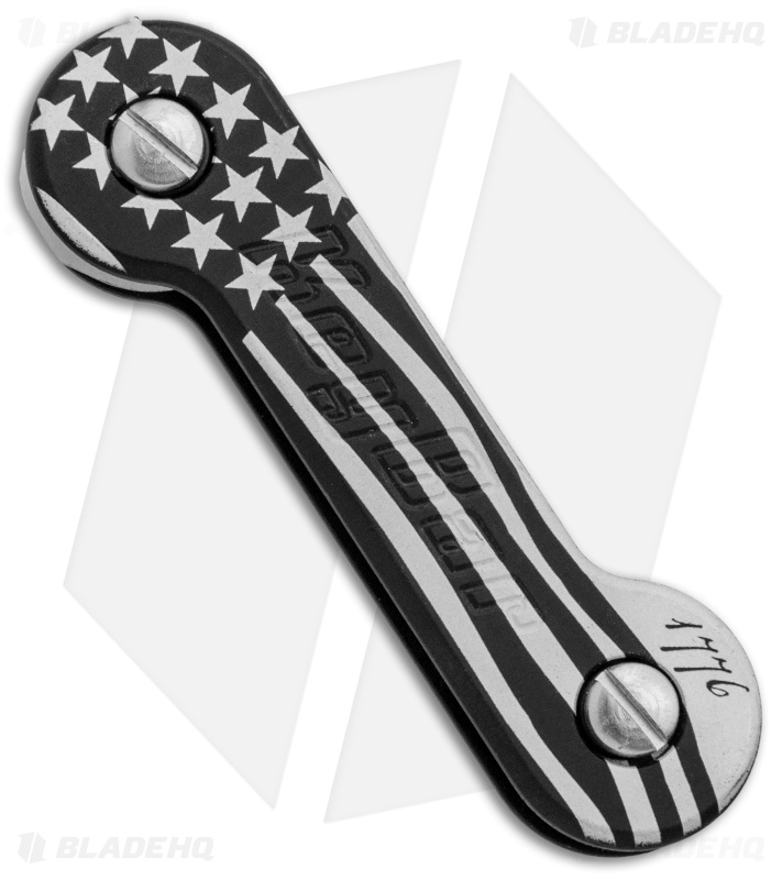 KEY-BAR Preamble w/ American Flag | Key Organizer | Black Aluminum