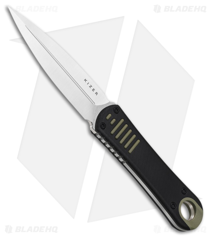 Kizer Hidden Agenda Fixed Blade Knife Black/Green G-10 Satin