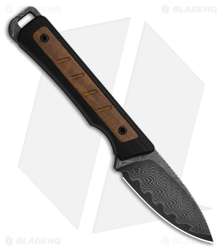 Kizer Whiskey Jack Knife Black G-10/Brown Wood Damascus