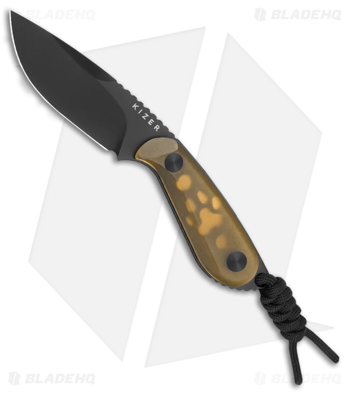 Kizer Buddy Fixed Blade Yellow PEI Drop Point Black Nitro-V