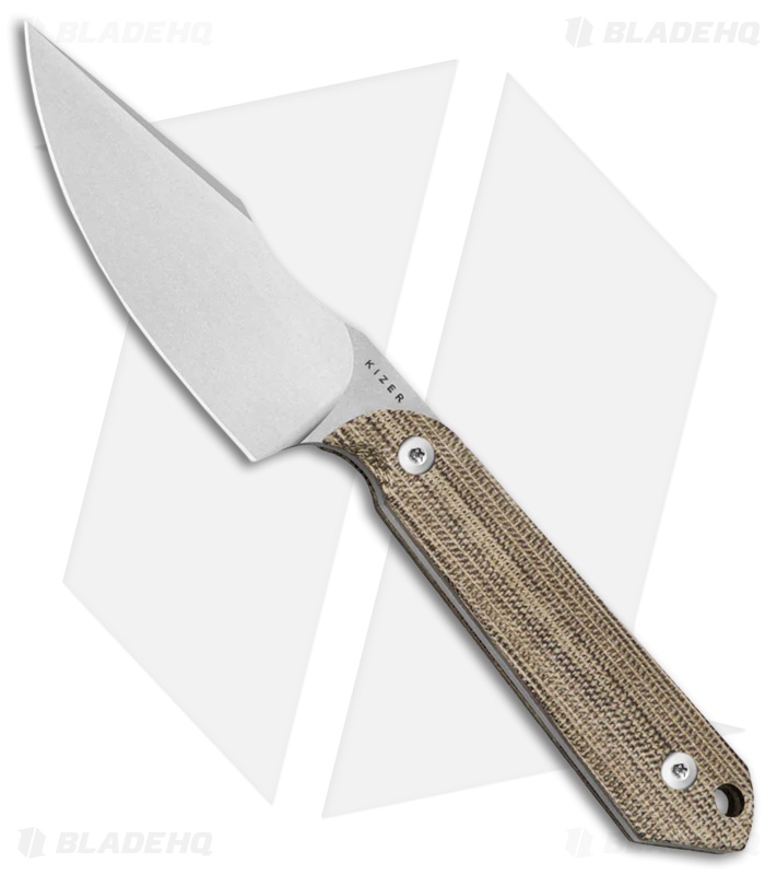 Kizer Harpoon Mini Fixed Blade Knife Brown Micarta Satin