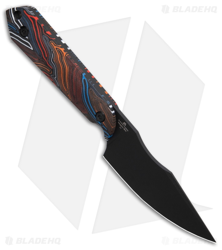 Kizer Harpoon Mini Fixed Blade Knife Damascus G-10 Black