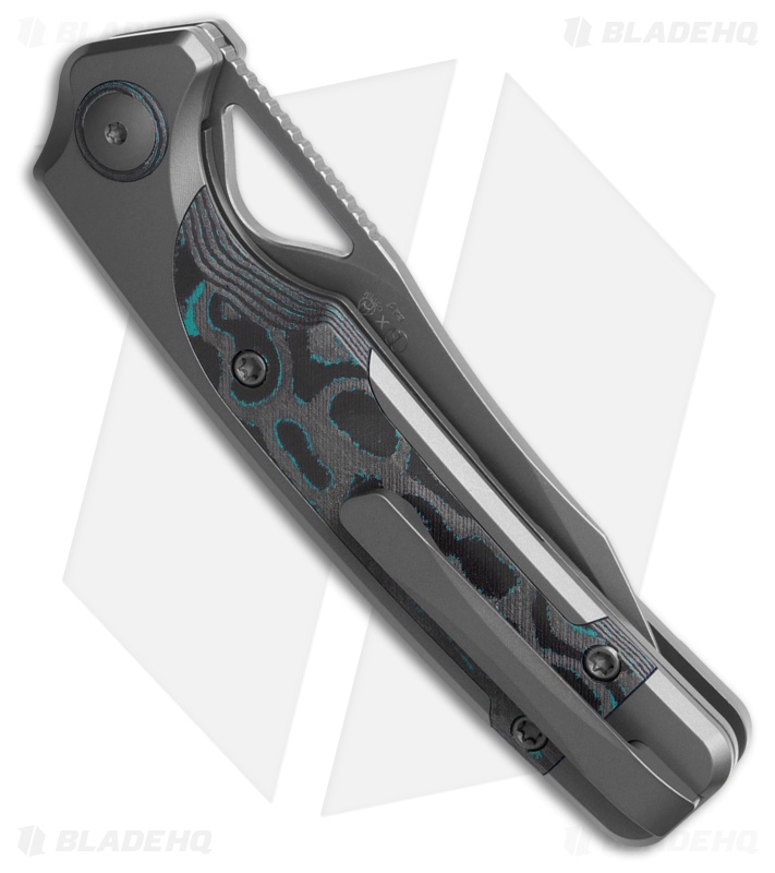 Kizer Ara Blue CF/Ti Drop Point Gray/SW S45VN