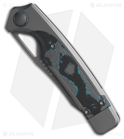 Kizer Ara Blue CF/Ti Drop Point Gray/SW S45VN