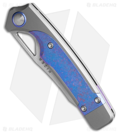 Kizer Ara Purple/Silver Titanium Drop Point Satin S45VN