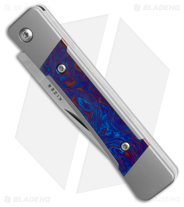 Kizer Little Grand Titanium/Timascus Drop Point Satin M390