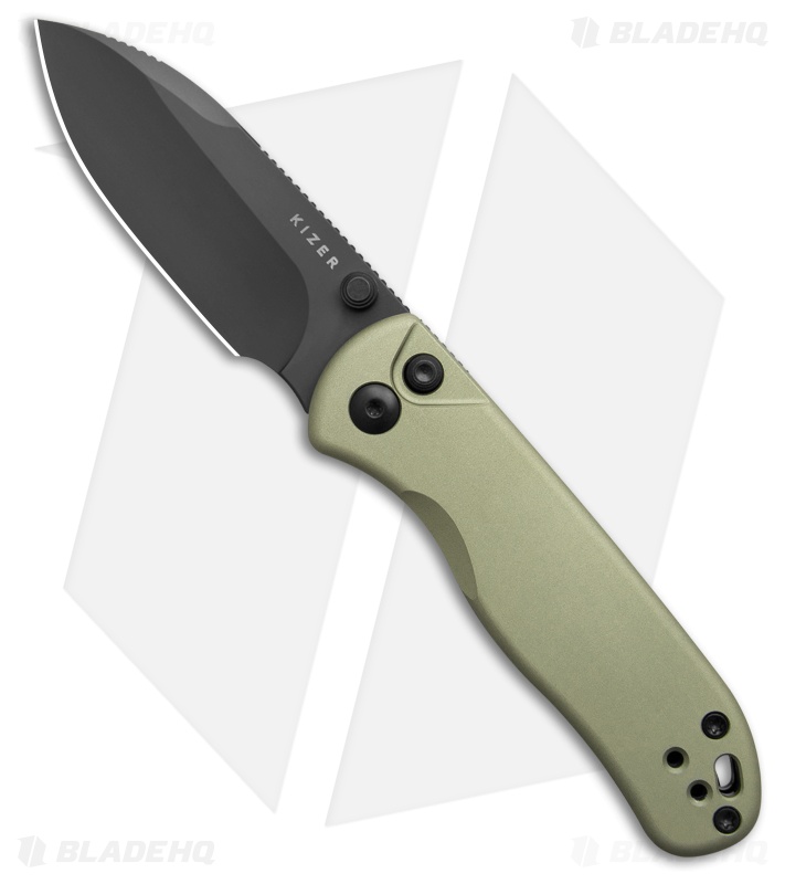 Kizer Azo Drop Bear II Button Liner Lock Knife Aluminum V3619.2CD1 - Blade HQ