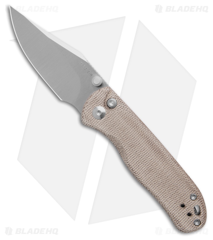 Kizer Azo Drop Bear II Button Liner Lock Knife Micarta V3619.2CC1
