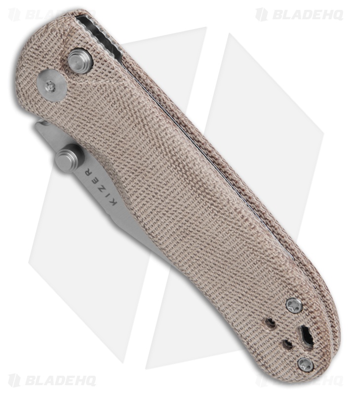 Kizer Azo Drop Bear II Button Liner Lock Knife Micarta V3619.2CC1