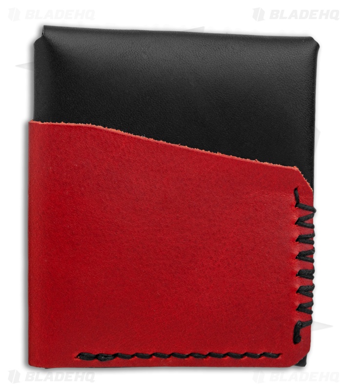 Open Sea Leather Co. Houbei Black and Red Wallet w/ Black Stitching ...