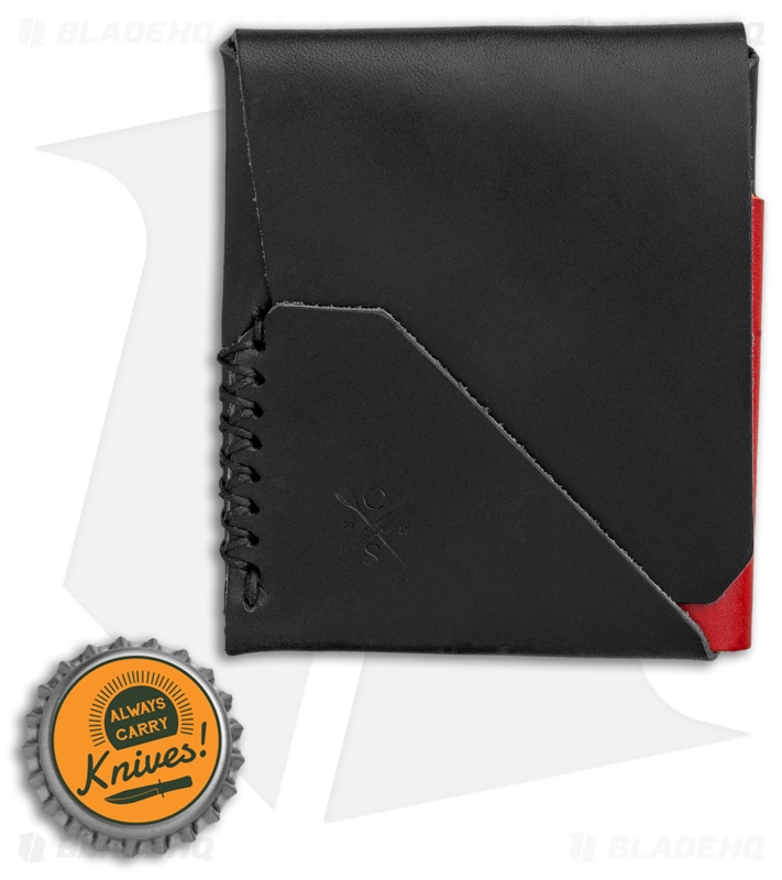 Open Sea Leather Co. Houbei Black and Red Wallet w/ Black Stitching ...