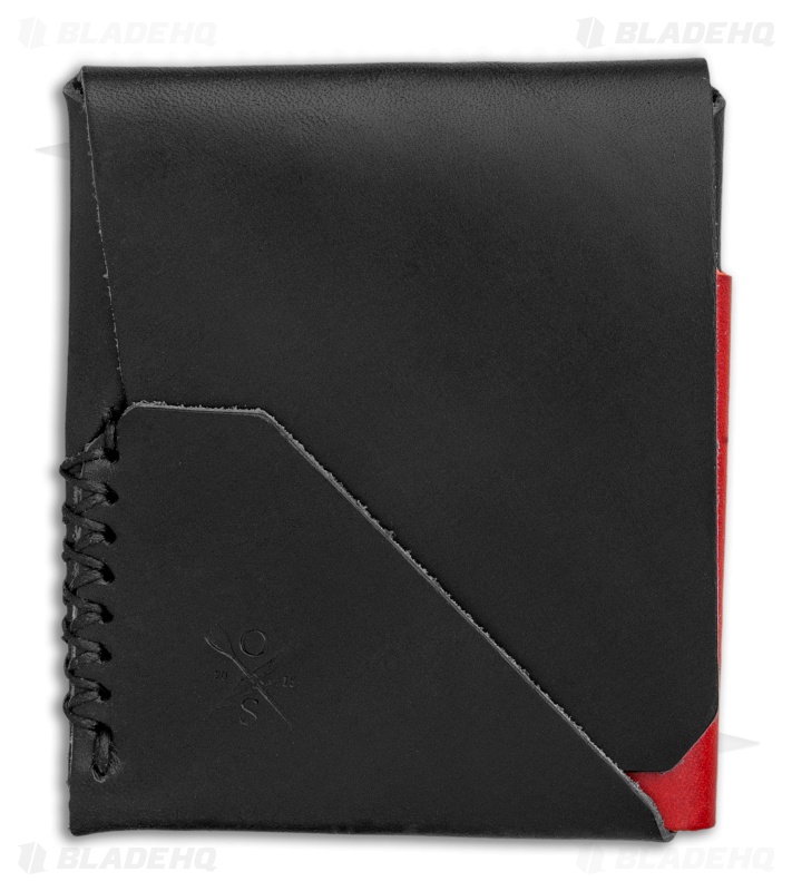 Open Sea Leather Co. Houbei Black and Red Wallet w/ Black Stitching ...