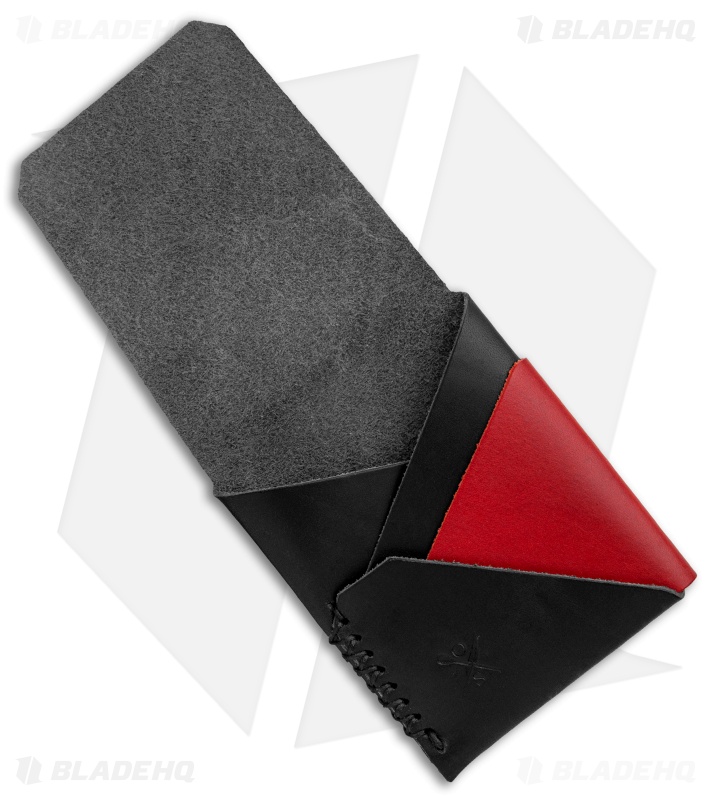Open Sea Leather Co. Houbei Black and Red Wallet w/ Black Stitching ...