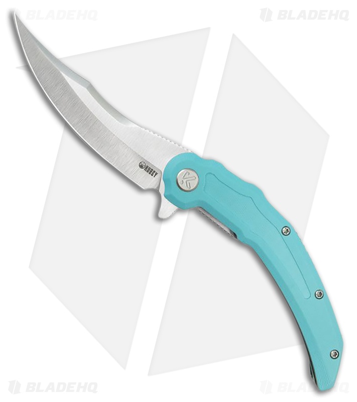Kubey Knives Wave Crest Liner Lock Knife Tiffany Blue G-10 Satin