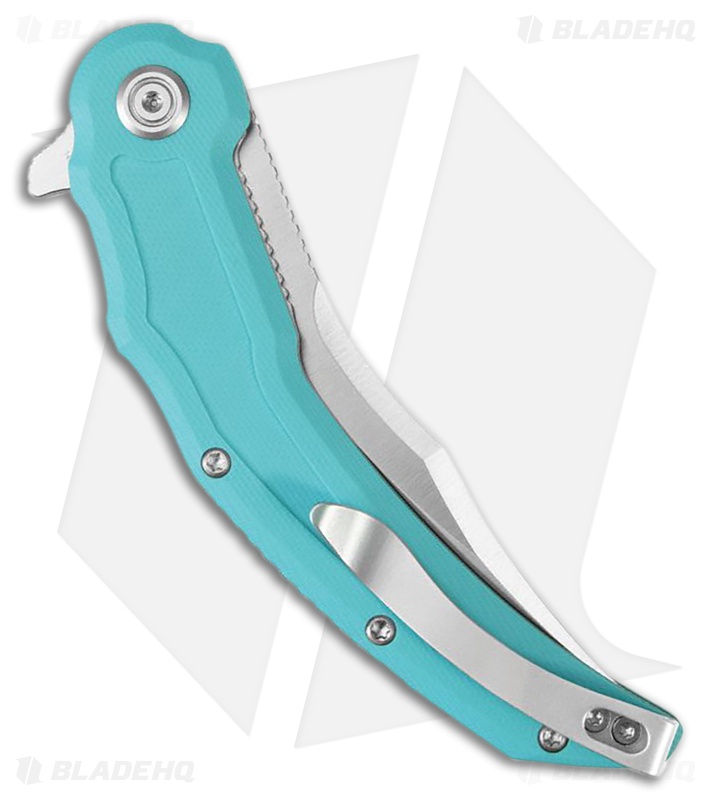 Kubey Knives Wave Crest Liner Lock Knife Tiffany Blue G-10 Satin