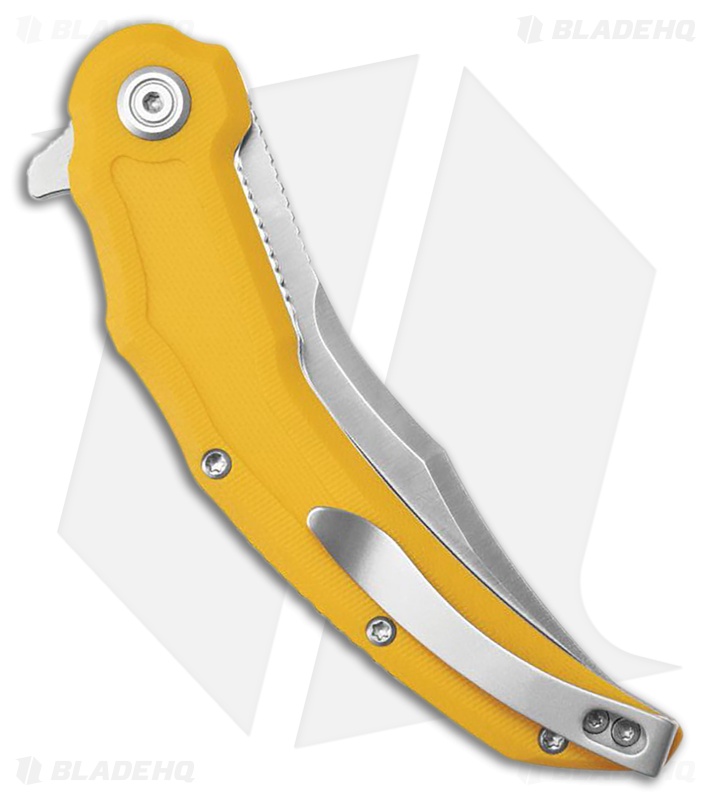 Kubey Knives Wave Crest Liner Lock Knife Yellow G-10 Satin