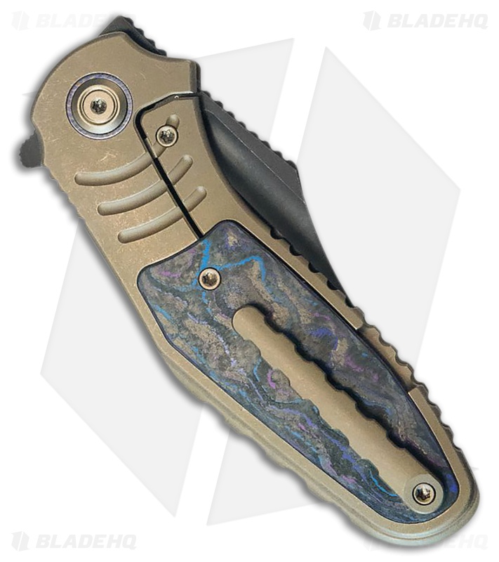 Kubey Stroller Knife Bronze Ti/Blue Camo CF Black SW