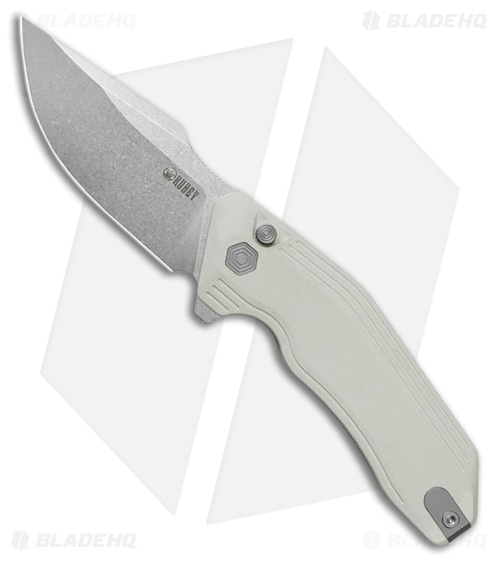 Kubey Knives Basilisk Button Lock Knife Ivory G-10 SW
