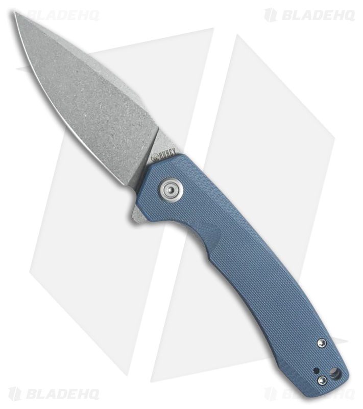 Kubey Knives Calyce Liner Lock Knife Blue G-10 (3.3" Stonewash) - Blade HQ