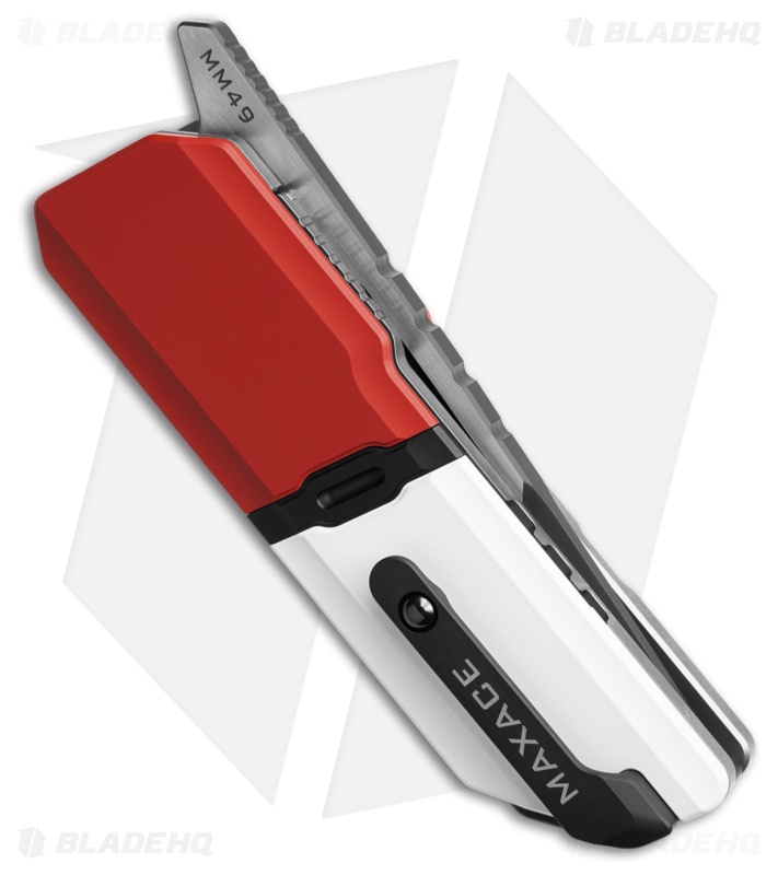 Maxace Capsule Pocket Knife Red/White Titanium Tanto Satin