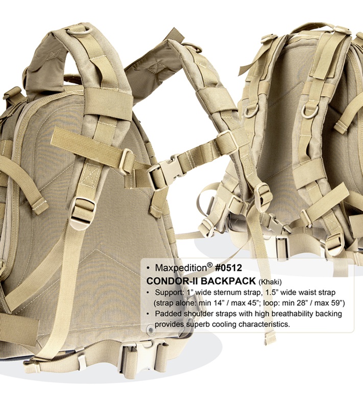 Maxpedition Condor II Khaki Assault Backpack - Blade HQ
