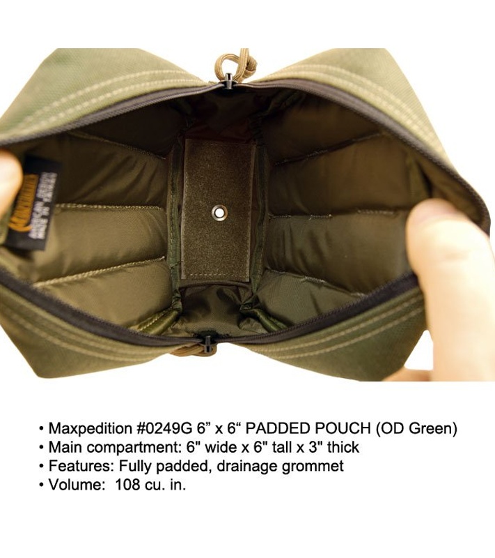 Maxpedition 6" x 6" Padded Foliage Green Pouch 0249F - Blade HQ