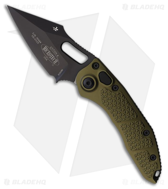Microtech Stitch Auto OD Green Al Wharncliffe Black M390
