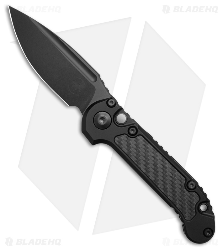 Microtech LUDT Gen III S/E Automatic Knife Black Al/CF Inlay