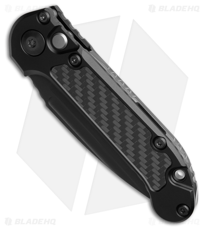 Microtech LUDT Gen III S/E Automatic Knife Black Al/CF Inlay