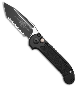 Microtech LUDT T/E Automatic Knife Black Al (3.5" Black Full Serr ...