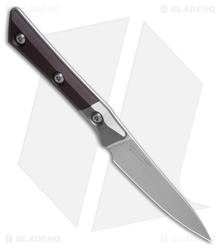 Microtech Paring Fixed Blade Knife Titanium Bolster Black Cherry G10