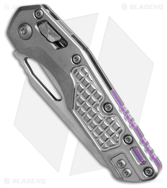 Microtech MSI Knife Gray with purple accents Titanium Frag Pattern SW
