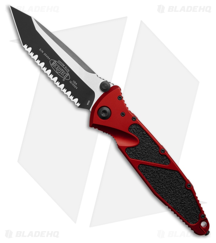 Microtech Socom Elite Red Al T/E Two-Tone M390 Full Serr