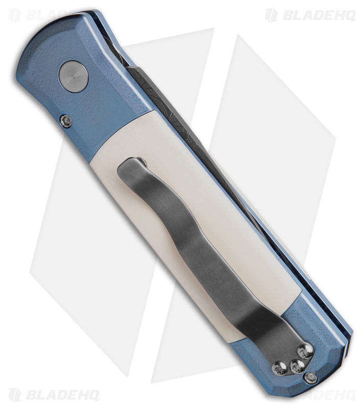 Pro-Tech Godson Automatic Knife Ivory Mastadon/Blue Ti (3.15" Virus ...