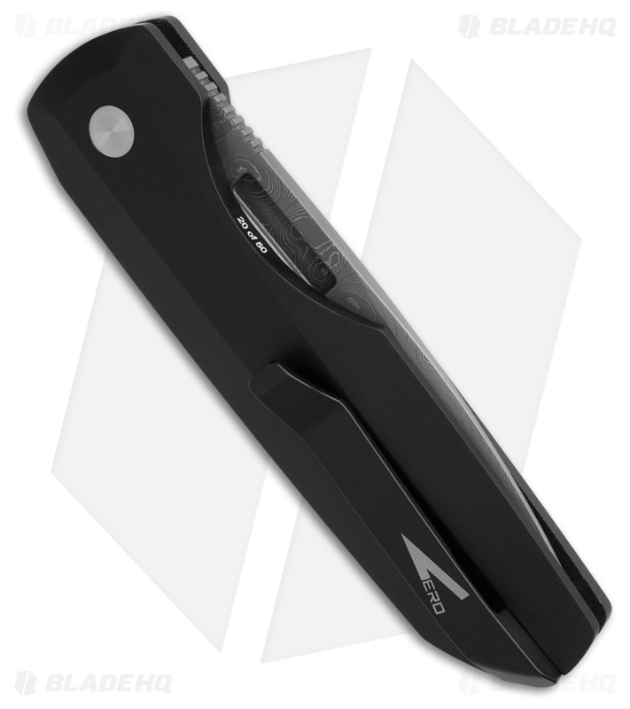 Vero + Pro-Tech Synapse | Black Aluminum + Blue Micarta | Damascus