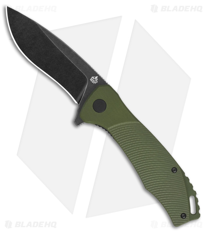 QSP Knife Raven knife Green G-10 - Black Stonewash