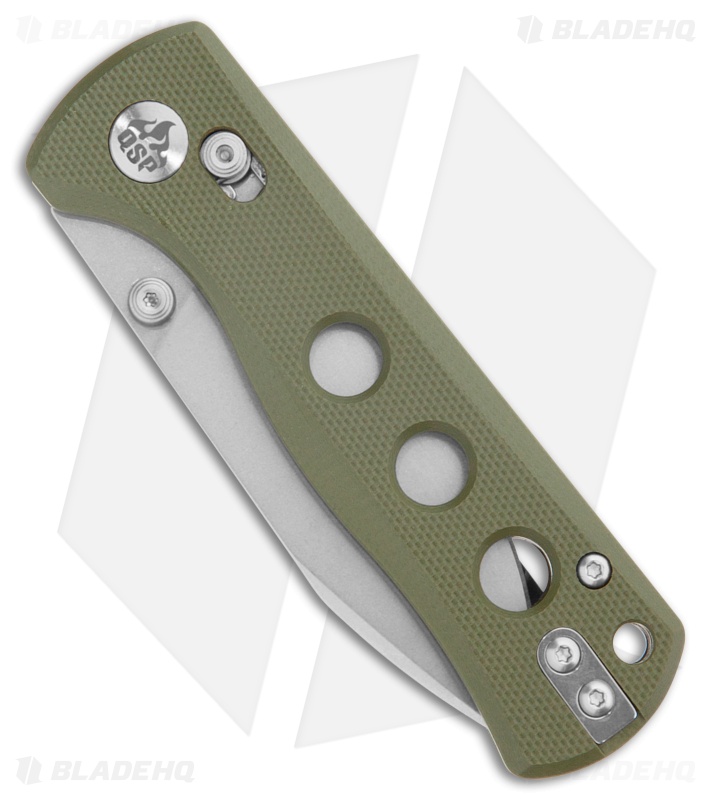 QSP Canary Crossbar Lock Green G-10 Drop Point SW 14C28N