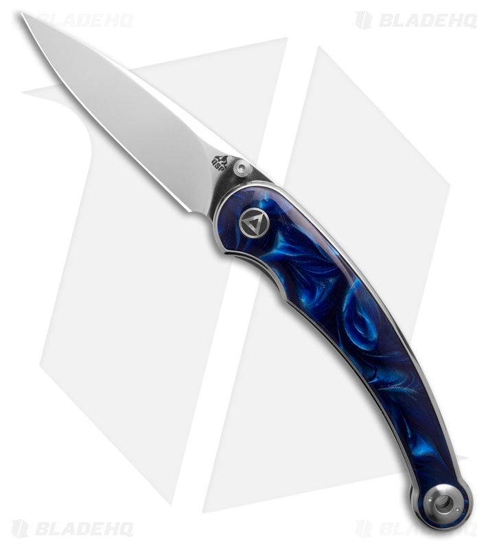 QSP Dolphin Knife Blue Resin Mirror/Polish