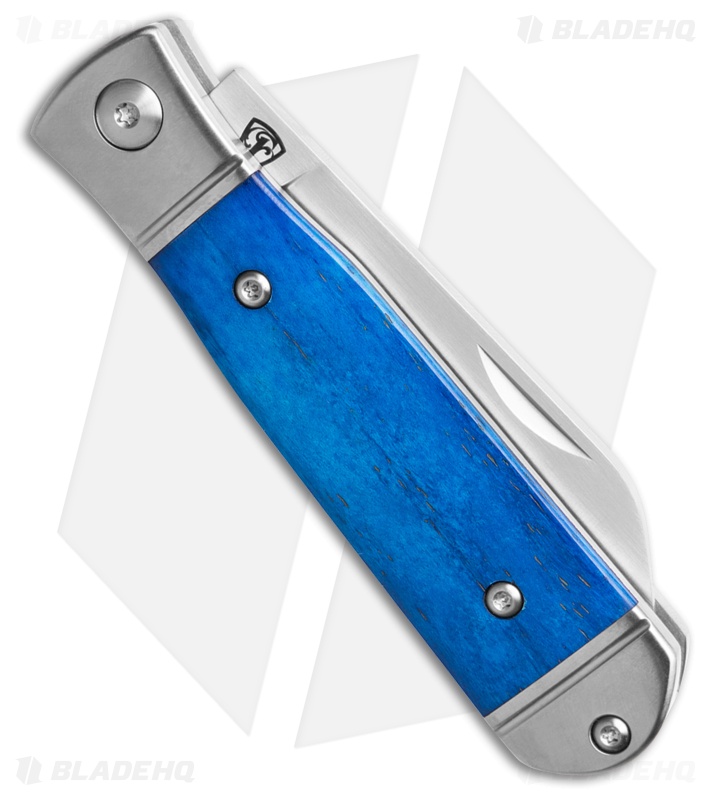QSP Jumping Jack Knife Blue Bone Handle Satin Blade