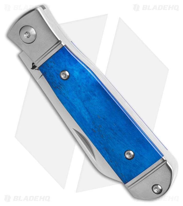 QSP Jumping Jack Knife Blue Bone Handle Satin Blade