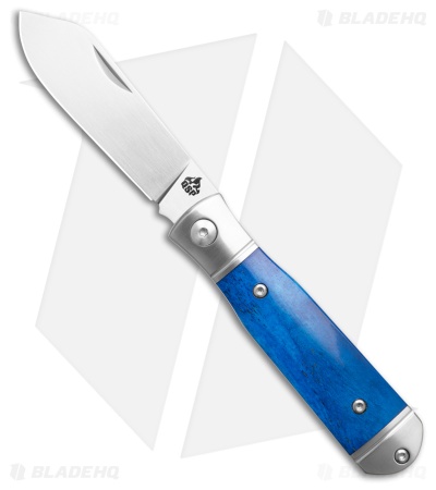 QSP Jumping Jack Knife Blue Bone Handle Satin Blade