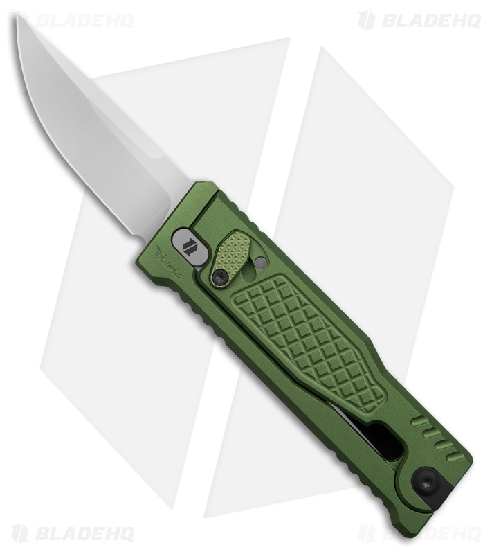 Reate EXO Mini Drop Point Gravity Knife Green Frag Aluminum Satin