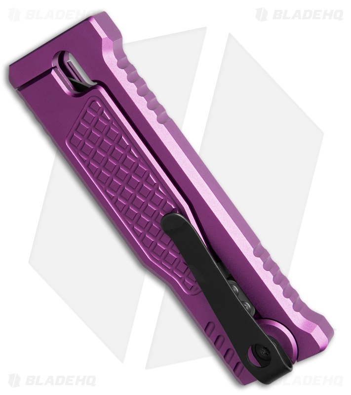 Reate EXO Mini Tanto Gravity Knife Purple Frag Aluminum Satin