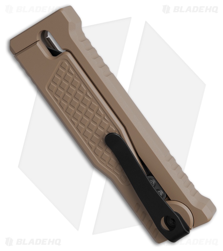 Reate EXO Mini Drop Point Gravity Knife Tan Frag Aluminum