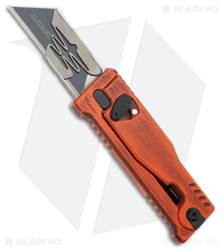 Reate EXO-U Gravity Knife Distressed Orange Aluminum
