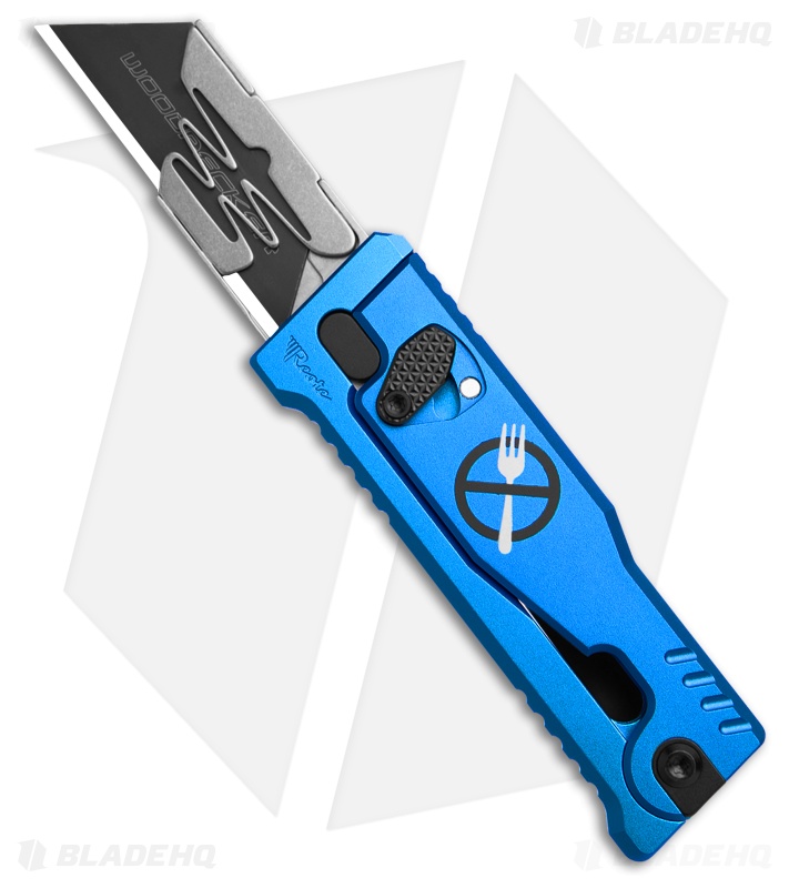 Reate EXO-U Zero Forks Gravity Utility Knife Blue Aluminum