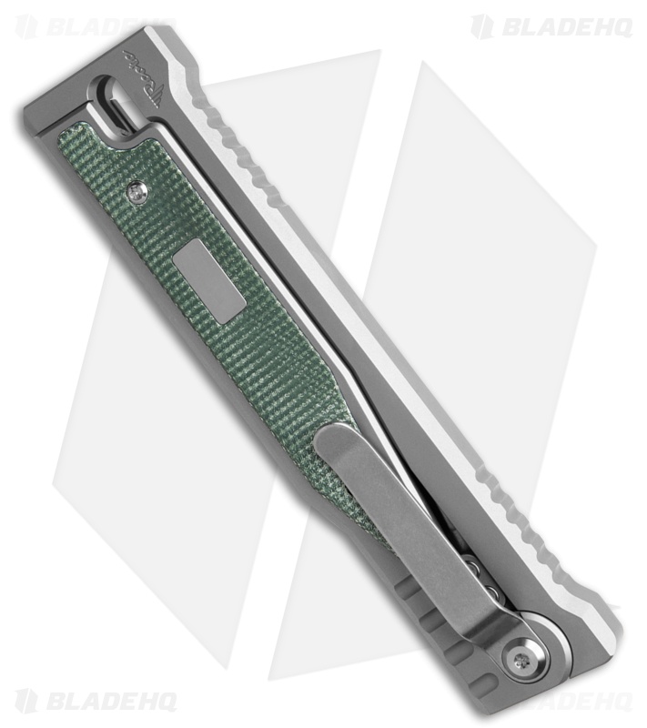 Reate OG EXO Manual OTF Knife Silver Titanium/Green Micarta