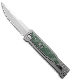 Reate OG EXO Manual OTF Knife Silver Titanium/Green Micarta