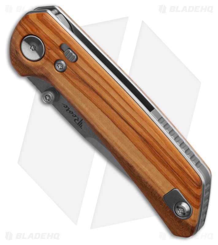Reate PL-XT Black Pivot Lock Knife Olive Wood SW